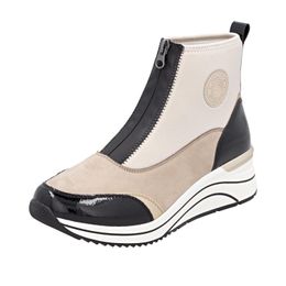 Remonte Damen Keilsneaker, Gr. 44, beige, Lacklederimitat, Textil, Schuhe, Casual-Boots, Stiefelette, Plateauboots mit Lite ́n Soft Ausstattung