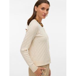 V&eacute;ro Moda VERO MODA Damen Strickjacke "VMFANTASTIC LS O-NECK CABLE CARDIGAN", beige, Gr. S, unifarben, Strick, Obermaterial: 84% Polyester, 16% Viskose,