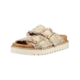 Mustang Shoes Damen Pantolette "Mustang Shoes Pantoletten Textil", Gr. 42, beige, Textil, Schuhe