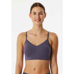 Schiesser Damen Bustier "Invisible Soft Lace", Gr. 38, blau, Single Jersey, Obermaterial: 75% Polyamid, 25% Elasthan, BHs, herausnehmbare Pads,