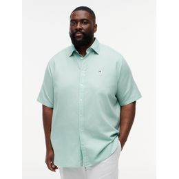 Tommy Hilfiger Big & Tall Herren Kurzarmhemd "BT- LINEN BLND SOLID", gr&uuml;n, Gr. XXL, TOMMY HILFIGER BIG & TALL, Web, Obermaterial: 52% Baumwolle, 48% Leinen, Hemden, Gro&szlig;e