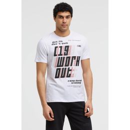 CAMP DAVID Herren Rundhalsshirt, wei&szlig;, Gr. XL, bedruckt, Single Jersey, Material: 95% Baumwolle, 5% Elasthan, Shirts, aus Baumwolle