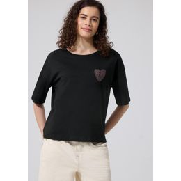 Damen T-Shirt, schwarz, Gr. 34, STREET ONE STUDIO, unifarben, Web, 50% Baumwolle, 50% Modal, Shirts, Jersey