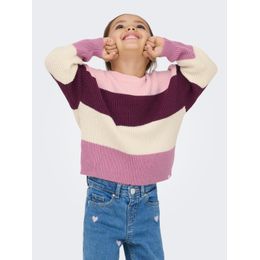 KIDS Only M&auml;dchen Strickpullover "KMGSANDY L/S STRIPE PULLOVER KNT NOOS"mauve wine stripes:chalk pink, birch, mauve orchid, Gr. 116, gestreift,