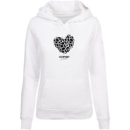 Merchcode Sweatshirt 'Leopard Heart' Damen Gr&ouml;&szlig;e L schwarz / wei&szlig;