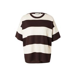 Ichi T-Shirt 'IHLULS' Damen Gr&ouml;&szlig;e S schoko / wei&szlig;