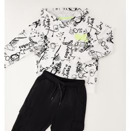 IDO M&auml;dchen Sportanzug "BOY SET", schwarz-wei&szlig;, Gr. 176, 100% Baumwolle, Sportanz&uuml;ge