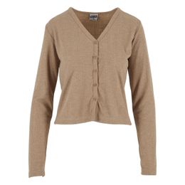 Urban Classics Damen Strickjacke "Urban Classics Ladies Rib Cardigan", beige, Gr. S, unifarben, 80% Polyester, 20% Viskose, Strickjacken