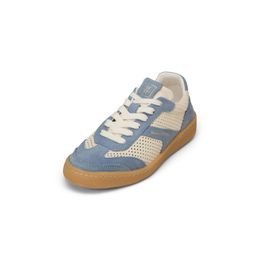 Marc O'Polo MARC O'POLO Damen Sneaker "aus edlem Rindleder mit H&auml;keleins&auml;tzen", Gr. 42, blau, Obermaterial: 50% Leder, 25% Baumwolle, 25% Polyester, unifarben,