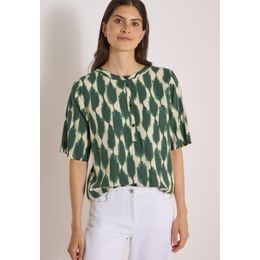 Cecil Damen Kurzarmbluse, gr&uuml;n, Gr. XXL, gemustert, Stoff, 100% Viskose, Blusen, aus softer Viskose