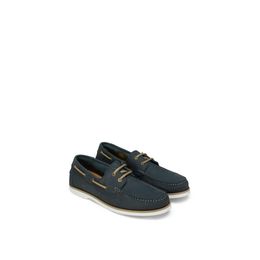 Marc O'Polo MARC O'POLO Herren Mokassin "Nadal", Gr. 45, blau, Nubukleder, kontrastfarbene Details, Schuhe, Slipper, Sommerschuh, Flat mit Memory Foam