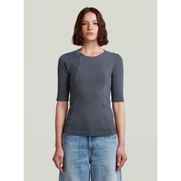 G-Star Raw G-STAR Damen T-Shirt "Washed A-Line Slim Rib T-Shirt", grau, Gr. XL, Obermaterial: 94% Baumwolle, 6% Elasthan, Shirts
