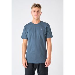 Cleptomanicx Herren T-Shirt "Embro Gull", blau, Gr. M, bestickt, 100% Baumwolle, Shirts, mit Gull-Stickerei