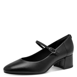 Tamaris Damen Spangenpumps, Gr. 39schwarz, Glattleder, unifarben, Schuhe, Blockabsatz, Abendschuh mit Touch it-Ausstattung