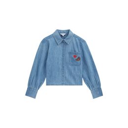 WE Fashion Bluse M&auml;dchen Gr&ouml;&szlig;e 110/116 blue denim / pueblo / kirschrot