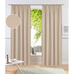 Vorhang OTTO HOME, B:140cm H:225cm, beige, Polyester, Recyceltes Material, Wohnzimmer, Gardinen, "Raja, Gardinen mit Kr&auml;uselband, Vorh&auml;nge