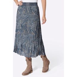 Heine Damen Plisseerock, blau, Gr. 38, bedruckt, gemustert, mehrfarbig, 100% Polyester, R&ouml;cke
