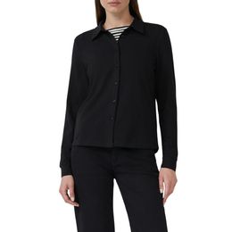 s.Oliver Damen Hemdbluse, schwarz, Gr. 42, unifarben, Jersey, Obermaterial: 95% Baumwolle, 5% Elasthan, Blusen, mit Manschetten