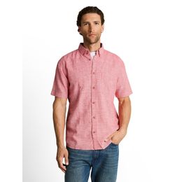 Tom Tailor Herren Kurzarmhemd, rosa, Gr. XXL, gemustert, Web, Obermaterial: 55% Leinen, 45% Baumwolle, Hemden, mit Button-Down Kragen