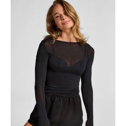 Hunkem&ouml;ller HUNKEM&Ouml;LLER Damen Pyjama "super soft Boatneck shirt with Cashmere", Gr. S, schwarz, 85% Modal, 10% Kaschmirwolle, 5% Elasthan, Homewear-Sets
