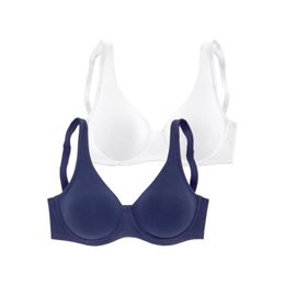 Damen Minimizer-BH, PETITE FLEUR BY LASCANA, Gr. 85, blau, Jersey, Obermaterial: 90% Baumwolle, 10% Elasthan, BHs, mit B&uuml;gel aus Baumwolle &ndash; auch