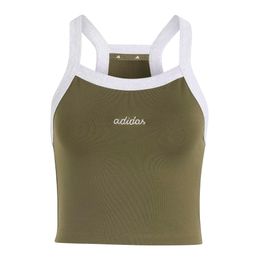 adidas Sportswear Sporttop 'Seasonal Essentials' Damen Gr&ouml;&szlig;e L oliv / wei&szlig;