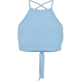 Urban Classics Damen Yoga & Relax Shirt "Urban Classics Damen Ladies Triangle Top", blau, Gr. L, unifarben, 95% Baumwolle, 5% Elasthan, Shirts