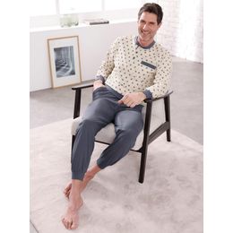 COMTE Herren Schlafanzug, Gr. 44, beige, 100% Baumwolle, Homewear-Sets