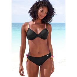 Buffalo Damen B&uuml;gel-Bikini-Top "Pop", schwarz, Gr. 38, kontrastfarbene Details, unifarben, Obermaterial: 83% Polyamid, 17% Elasthan. Futter: 100%