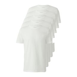 s.Oliver Herren T-Shirt, wei&szlig;, Gr. M, unifarben, Jersey, Obermaterial: 100% Baumwolle, Shirts, 5er Pack mit Rundhals