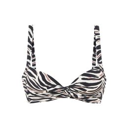 Lascana Damen Bustier-Bikini-Top "Debbie", schwarz-wei&szlig;, Gr. 40, bedruckt, Recycling-Polyamid, Bikini-Oberteile, mit abstraktem Animal-Print