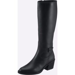 Heine Damen Stiefel, Gr. 36, schwarz, Glattleder, Leder, Rindsleder, Schuhe