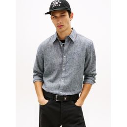 Tommy Jeans Herren Langarmhemd "TJM REGULAR FIT LINEN BLEND", grau, Gr. L, Web, Obermaterial: 55% Leinen, 45% Baumwolle, Hemden