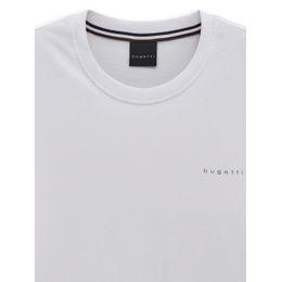 Bugatti Herren T-Shirt "Modern Fit"10, wei&szlig;, Gr. L, unifarben, 100% Baumwolle, Shirts, Modern Fit Baumwolle Rundhals Frontprint