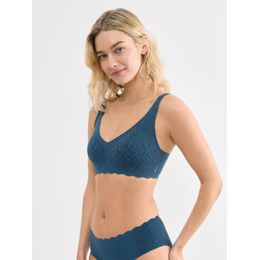Sloggi Damen B&uuml;gelloser BH "ZERO Feel Bliss", Gr. L, blau, Spitze, Obermaterial: 76% Polyamid, 24% Elasthan, BHs, herausnehmbare atmungsaktive Pads,