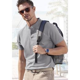 John Devin Herren Henleyshirt "mit Stehkragen", grau, Gr. XL, unifarben, Piqu&eacute;, Obermaterial: 100% Baumwolle, Shirts, Regular-Fit, aus Baumwoll-Piqu&eacute;
