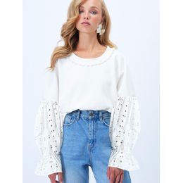 Trend Ala&ccedil;atı Stili Pullover Damen Gr&ouml;&szlig;e S ecru