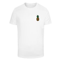 MisterTee Herren T-Shirt "MisterTee Enjoy Pineapple Tee", wei&szlig;, Gr. XS, bedruckt, 100% Baumwolle, Shirts