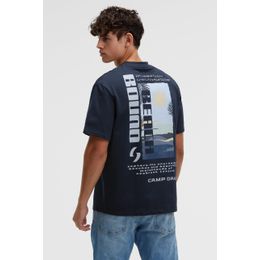 CAMP DAVID Herren Rundhalsshirt, blau, Gr. M, bedruckt, Single Jersey, Material: 100% Baumwolle, Shirts, aus Baumwolle