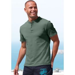 John Devin Herren Henleyshirt "mit Stehkragen", gr&uuml;n, Gr. S, unifarben, Piqu&eacute;, Obermaterial: 100% Baumwolle, Shirts, Regular-Fit, aus Baumwoll-Piqu&eacute;