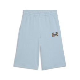 Puma Kinder Sporthose "MID 90s Relaxed Lange Shorts M&auml;dchen", blau, Gr. 140, Obermaterial: 68% Baumwolle, 32% Polyester. Taschenfutter: 100%