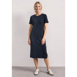 Street One Damen Midikleid, blau, Gr. 38, unifarben, Web, 95% Baumwolle, 5% Elasthan, Kleider, im Basic Style