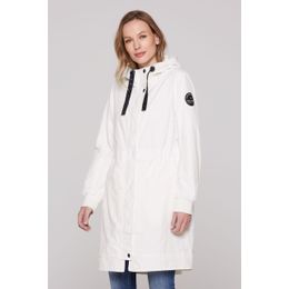 SOCCX Damen Parka, wei&szlig;, Gr. S, Web, Material: 100% Polyamid, Futter: 100% Polyester, Jacken, mit Rippb&uuml;ndchen im &Auml;rmel