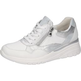 Waldl&auml;ufer WALDL&Auml;UFER Damen Keilsneaker "H-CARLA", Gr. 7,5, wei&szlig;, Nappaleder, unifarben mit Farbeinsatz, Schuhe, Schn&uuml;rschuh, Halbschuh, Freizeitschuh mit