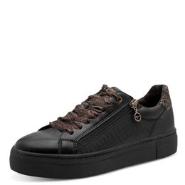 Tamaris Damen Sneaker, Gr. 38, beige, Lederimitat, Glitzermuster, kontrastfarbene Details, Basic, Schuhe, Freizeitschuh, Schn&uuml;rer mit Rei&szlig;verschluss