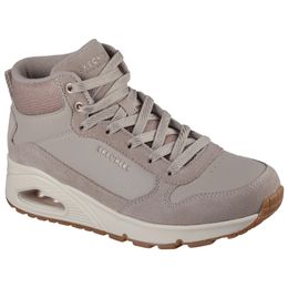 Skechers Damen Keilsneaker "UNO-STACRE SHINE", Gr. 42, beige, Lederimitat, Textil, Veloursleder, Schuhe, High Top Sneaker, Schn&uuml;rboots mit