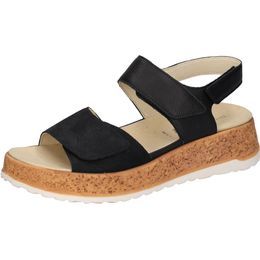 Waldl&auml;ufer WALDL&Auml;UFER Damen Plateausandale "H-LIBBY", Gr. 4, schwarz, Nappaleder, Nubukleder, unifarben, Schuhe, Sommerschuh, Sandalette, Bequemschuh mit