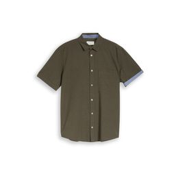 Tom Tailor Button Up Shirt male size S Beige / Dark green