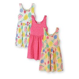 MINOTI Kleid M&auml;dchen Gr&ouml;&szlig;e 104/110 gelb / hellpink / wei&szlig;