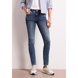 Street One Damen Slim-fit-Jeansauthentic dunkelblau wash, Gr. 32, unifarben, Jeans, 78% Baumwolle, 21% Polyester, 1% Elasthan, Jeans, Middle Waist